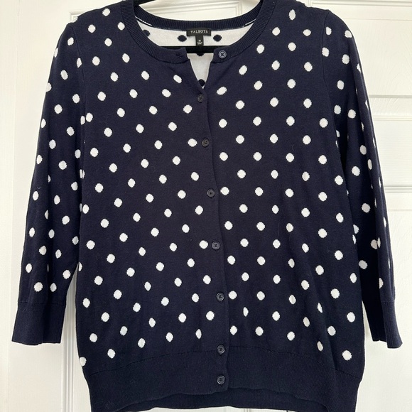 Talbots | Sweaters | Talbots Black And White Polka Dot Cardigan | Poshmark